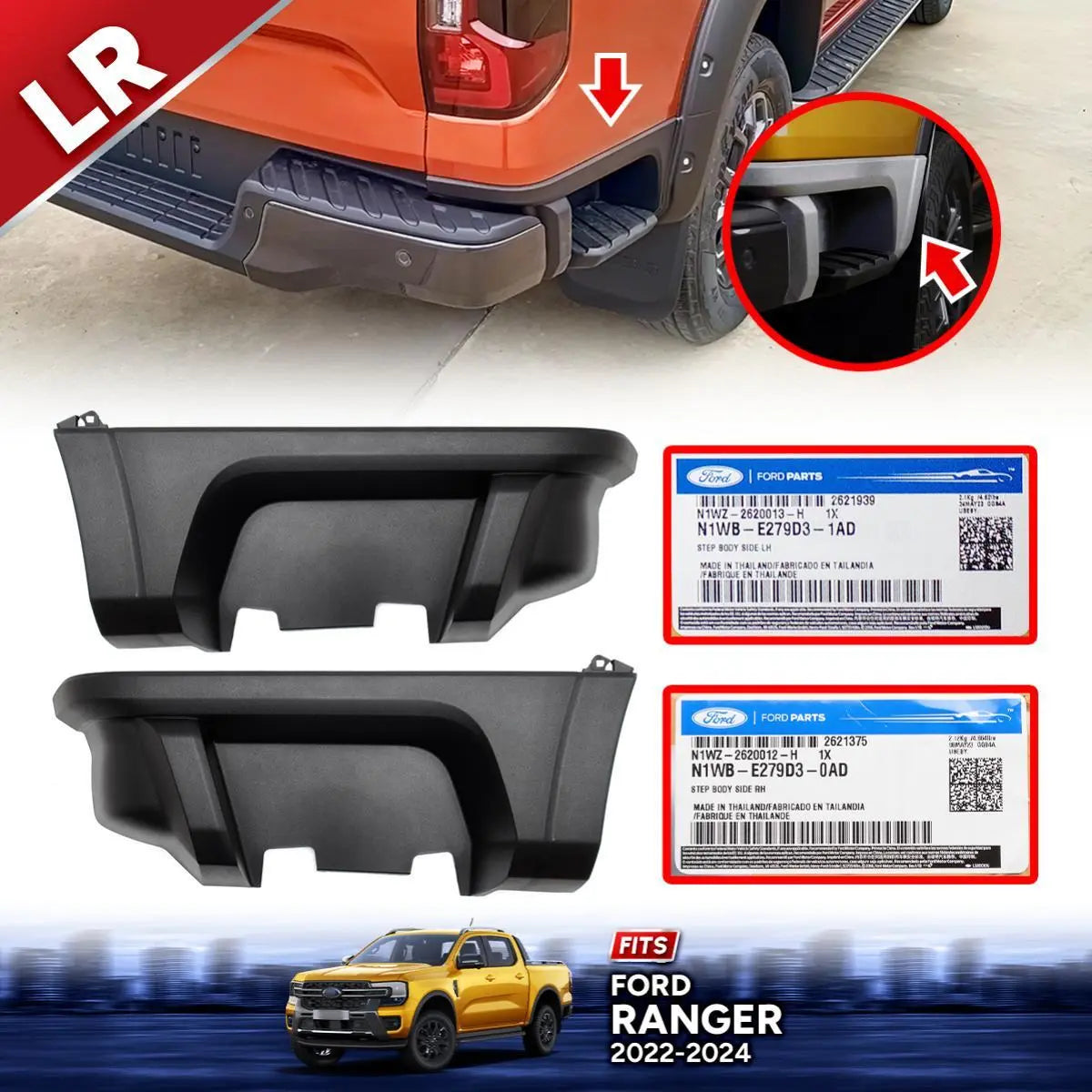 GENUINE FORD RANGER WILDTRAK 2023-2024 REAR SIDE STEP COVERS ...